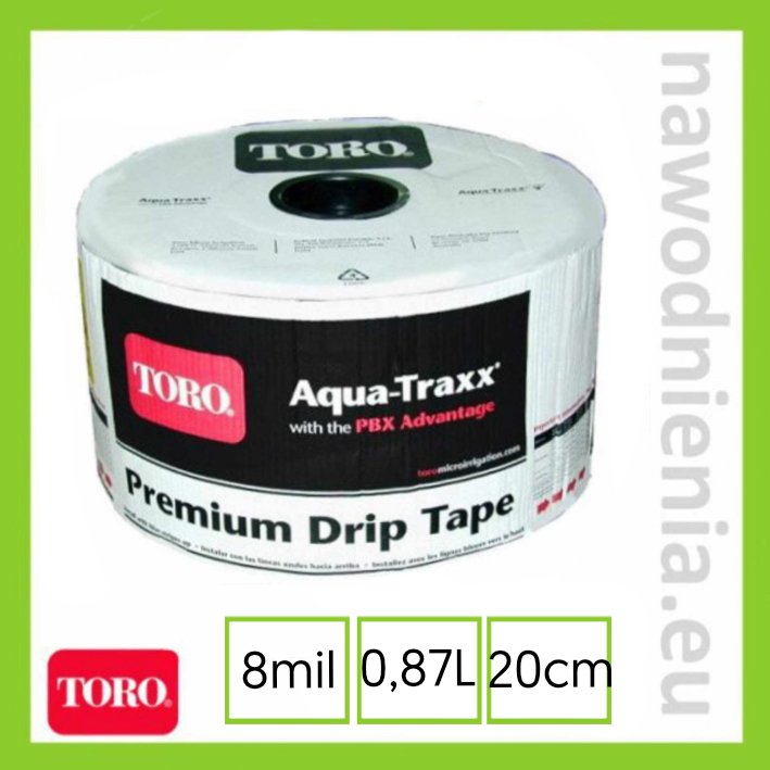 Taśma kroplująca AQUA TRAXX 8 mil; 20 cm; emiter 0,87 l (rolka 2500m ...
